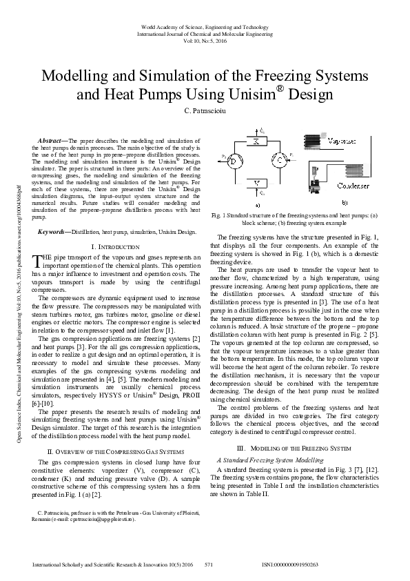 (PDF) Modelling And Simulation Of The Freezing Systems And Heat Pumps ...