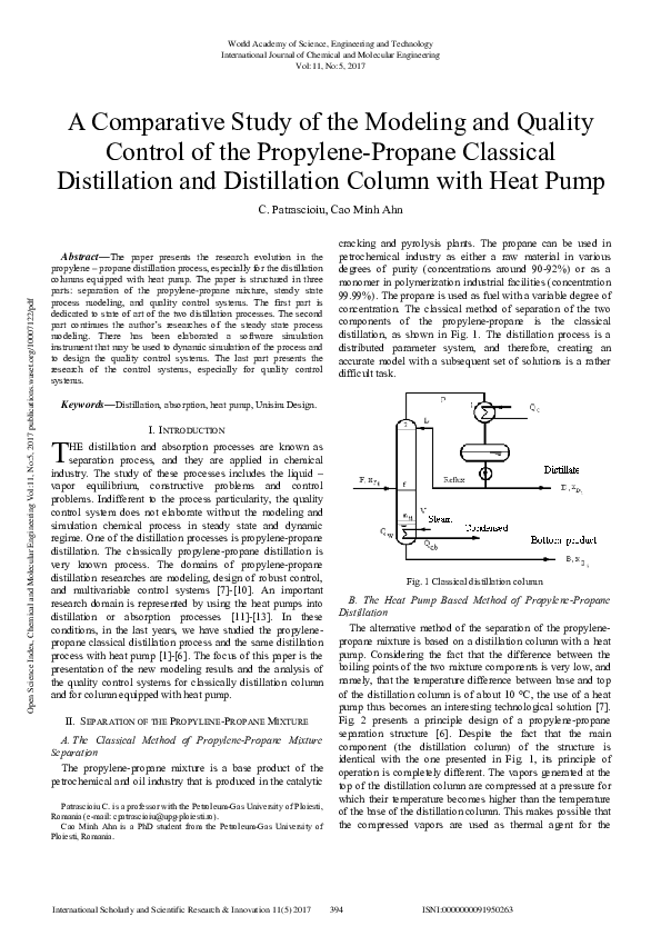 (PDF) A Comparative Study Of The Modeling And Quality Control Of The Propylene-Propane Classical ...