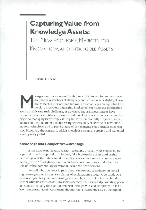 (PDF) Capturing Value from Knowledge Assets: The New Economy, Markets for Know-How, and ...