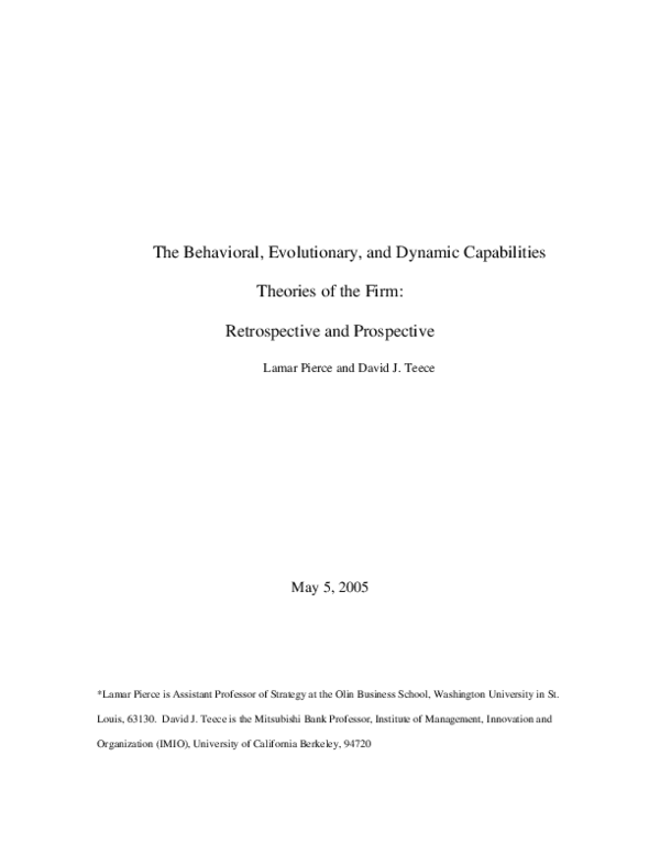 (PDF) The Behavioral, Evolutionary, and Dynamic Capabilities Theories ...