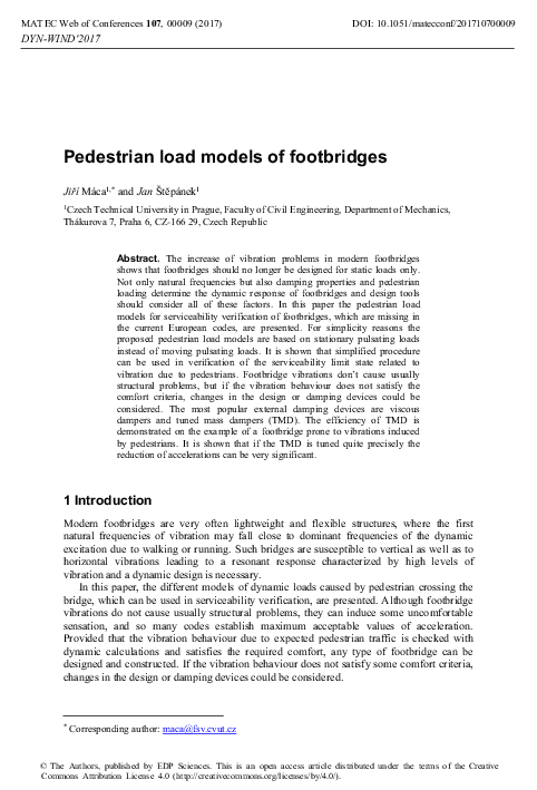 (PDF) Pedestrian load models of footbridges
