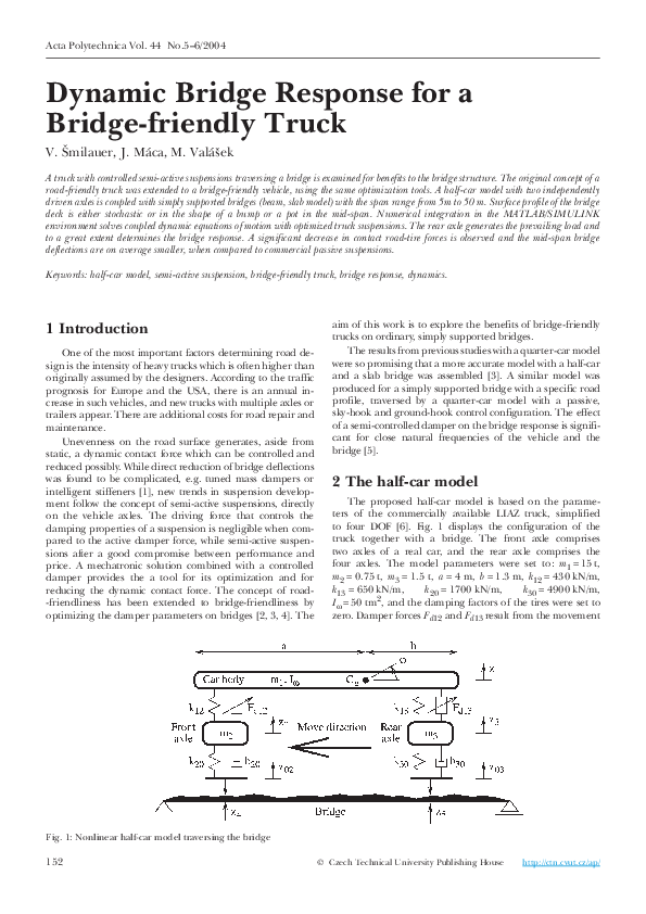 (PDF) Dynamic Bridge Response for a Bridge-friendly Truck | Jiří Máca ...