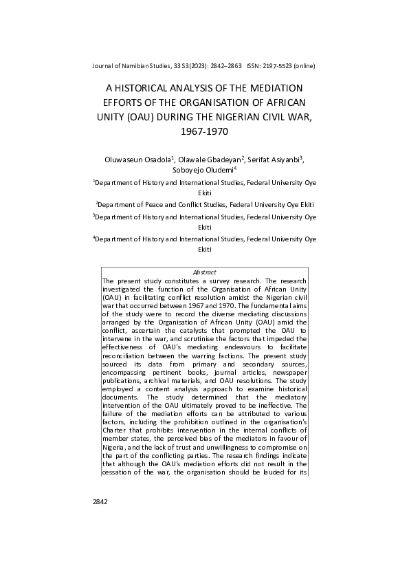 (PDF) A HISTORICAL ANALYSIS OF THE MEDIATION EFFORTS OF THE ...