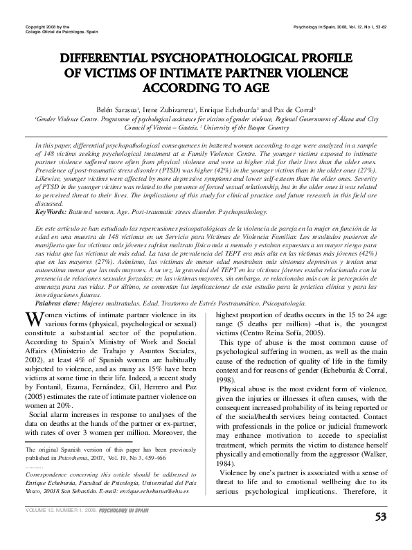 (PDF) Differential psychopathological profile of victims of intimate ...