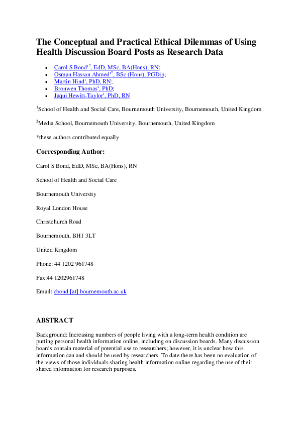 (PDF) The Conceptual and Practical Ethical Dilemmas of Using Health ...