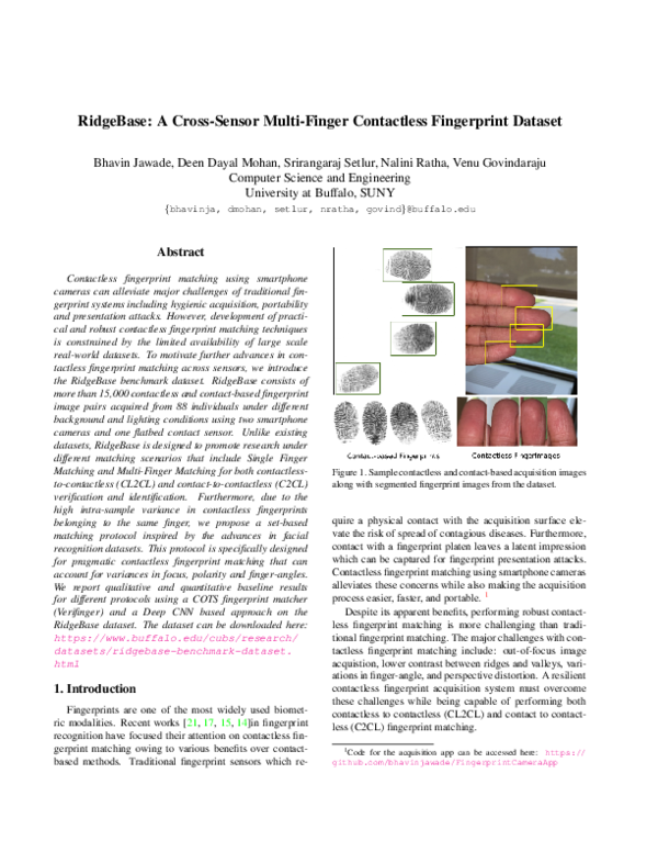 (PDF) RidgeBase: A Cross-Sensor Multi-Finger Contactless Fingerprint Dataset