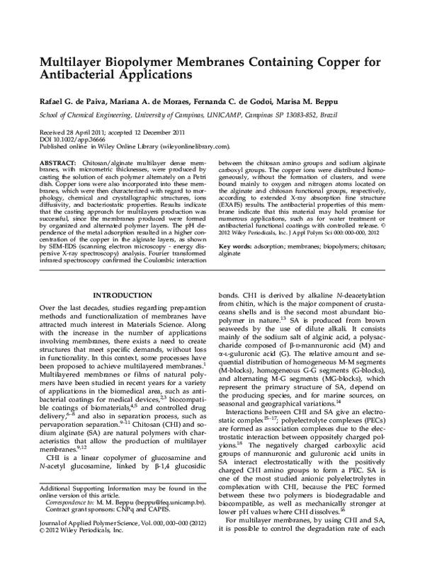 (PDF) Multilayer biopolymer membranes containing copper for ...