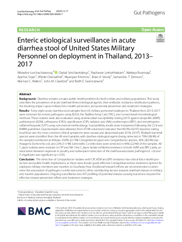 (PDF) Enteric etiological surveillance in acute diarrhea stool of ...