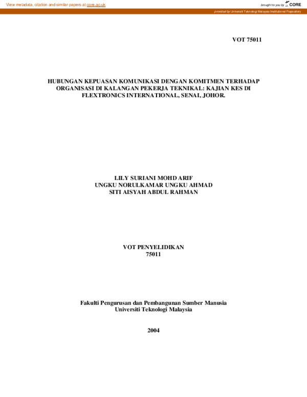 (PDF) Hubungan kepuasan komunikasi dengan komitmen terhadap organisasi ...