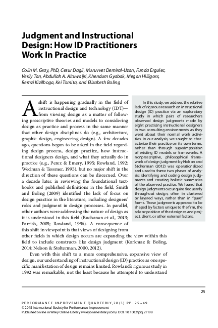 (PDF) Judgment and Instructional Design: How ID Practitioners Work In ...