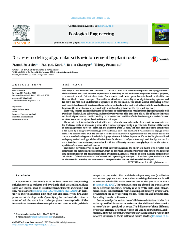 (PDF) Discrete modeling of granular soils reinforcement by plant roots