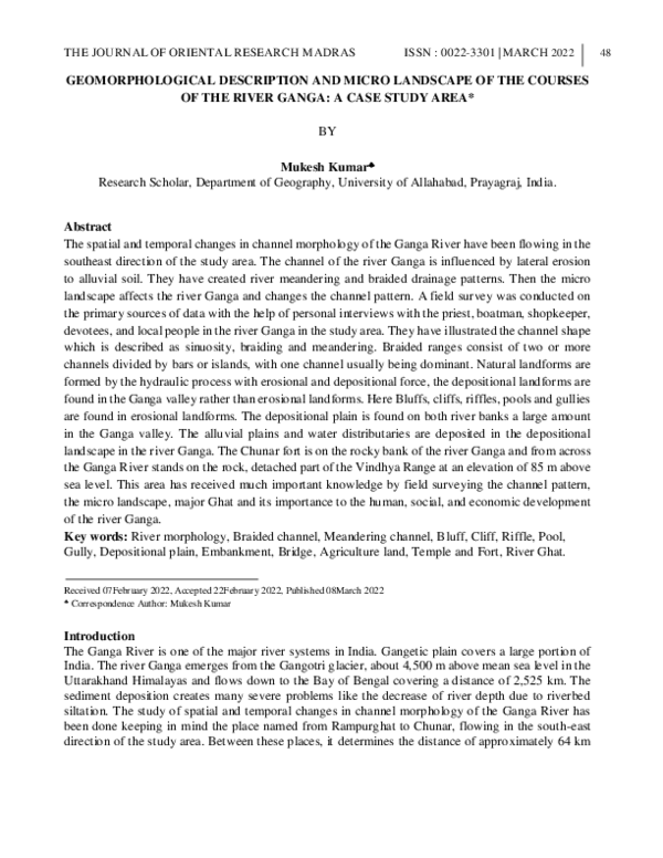 (PDF) GEOMORPHOLOGICAL DESCRIPTION AND MICRO LANDSCAPE OF THE COURSES ...