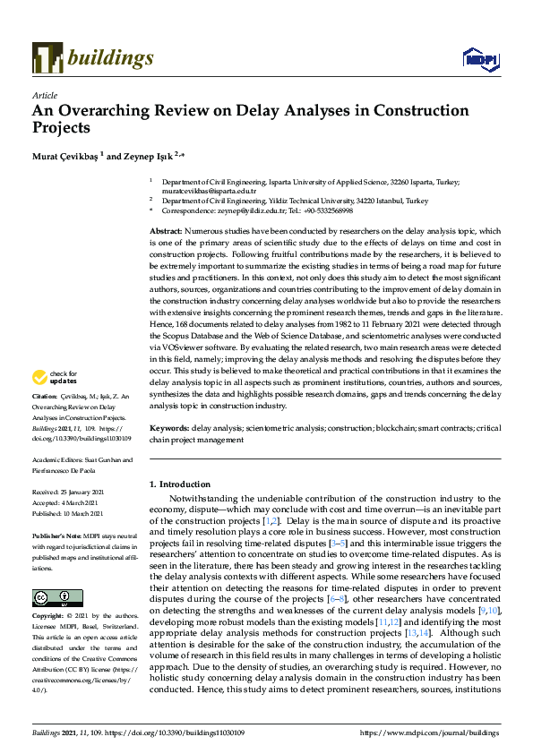 (PDF) An Overarching Review on Delay Analyses in Construction Projects