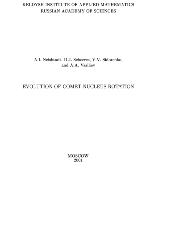 (PDF) Evolution of Comet Nucleus Rotation