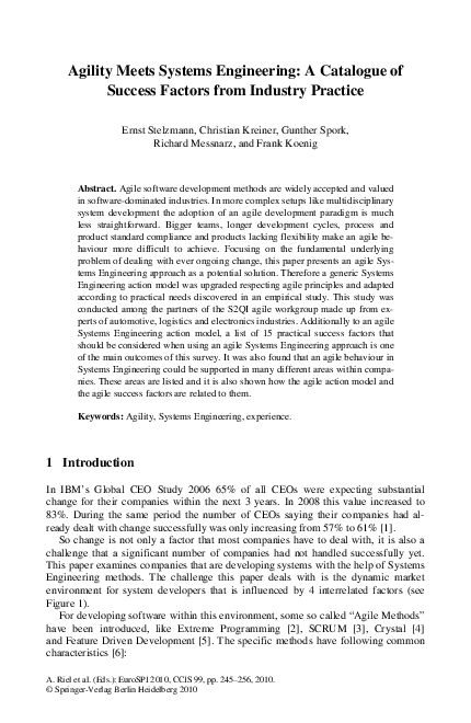 (PDF) Agility Meets Systems Engineering: A Catalogue of Success Factors ...