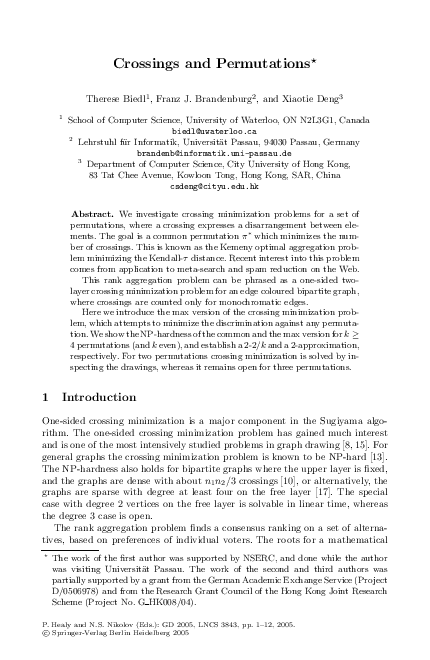 (PDF) Crossings and Permutations