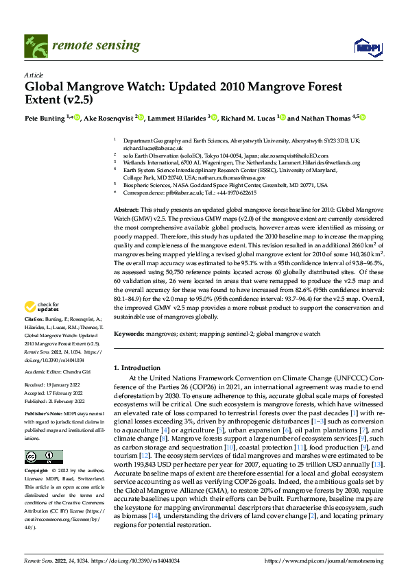 (PDF) Global Mangrove Watch: Updated 2010 Mangrove Forest Extent (v2.5)