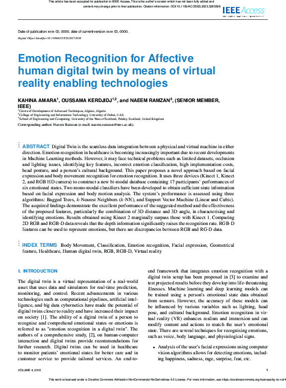 (PDF) Emotion Recognition for Affective human digital twin by means of ...