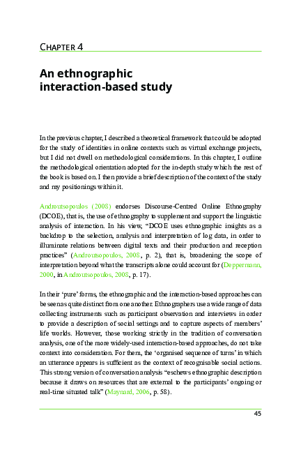 (PDF) Chapter 4. An ethnographic interaction-based study