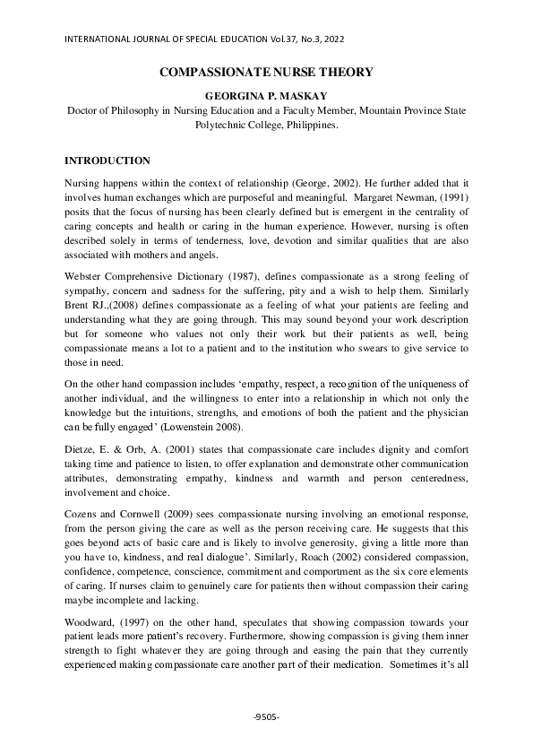 (PDF) COMPASSIONATE NURSE THEORY