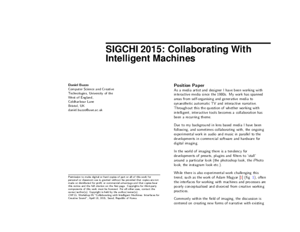 (PDF) SIGCHI 2015: Collaborating With Intelligent Machines – Position ...