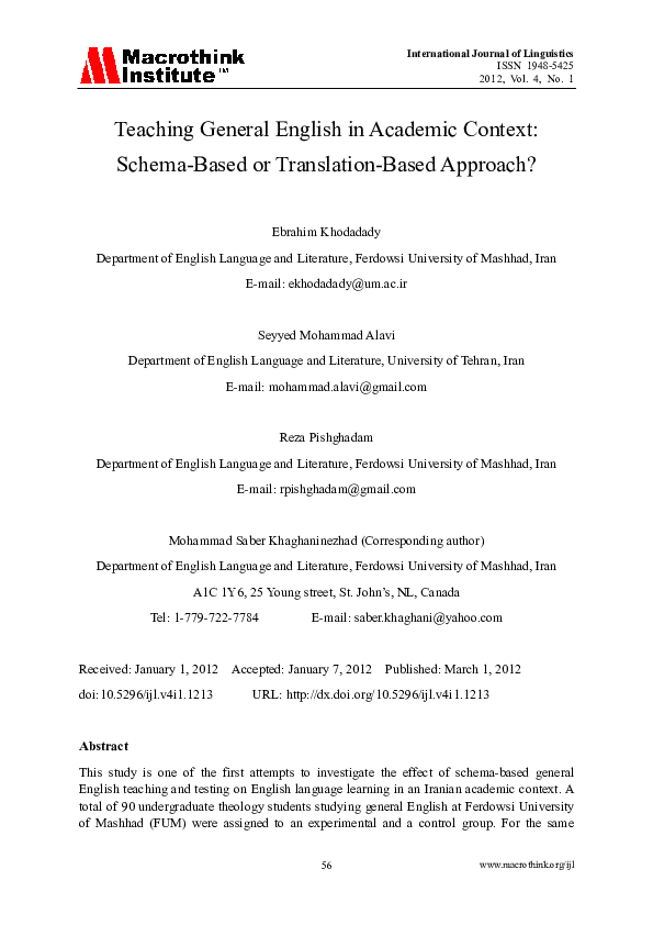 (PDF) Teaching General English in Academic Context: Schema-Based or ...