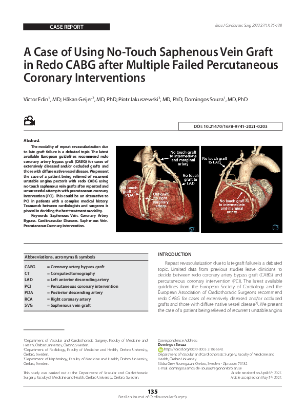(PDF) A Case of Using No-Touch Saphenous Vein Graft in Redo CABG after ...