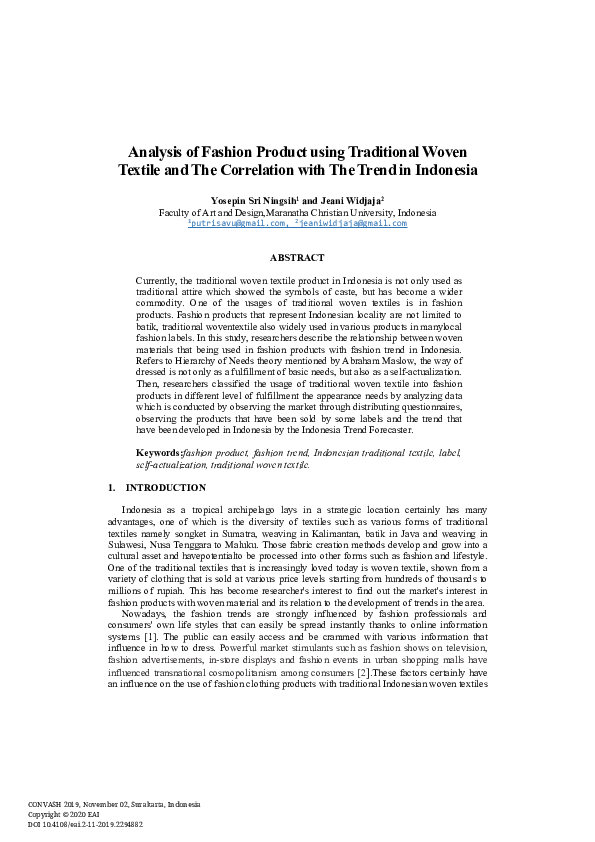 (PDF) Analysis of Fashion Product using Traditional Woven Textile and ...