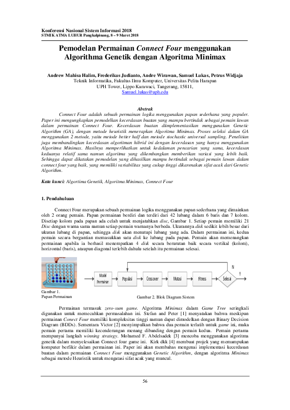 (PDF) Pemodelan Permainan Connect Four menggunakan Algorithma Genetik ...