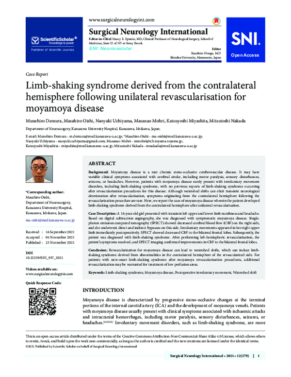 (PDF) Limb-shaking syndrome derived from the contralateral hemisphere ...