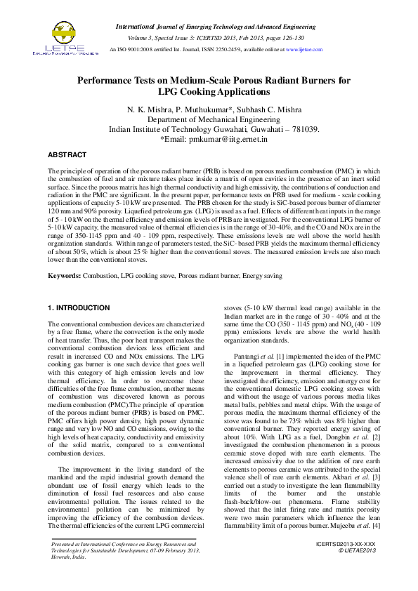 (PDF) Performance Tests on Medium-Scale Porous Radiant Burners for LPG ...