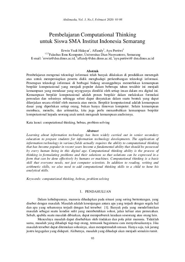 (PDF) Pembelajaran Computational Thinking untuk Siswa SMA Institut ...