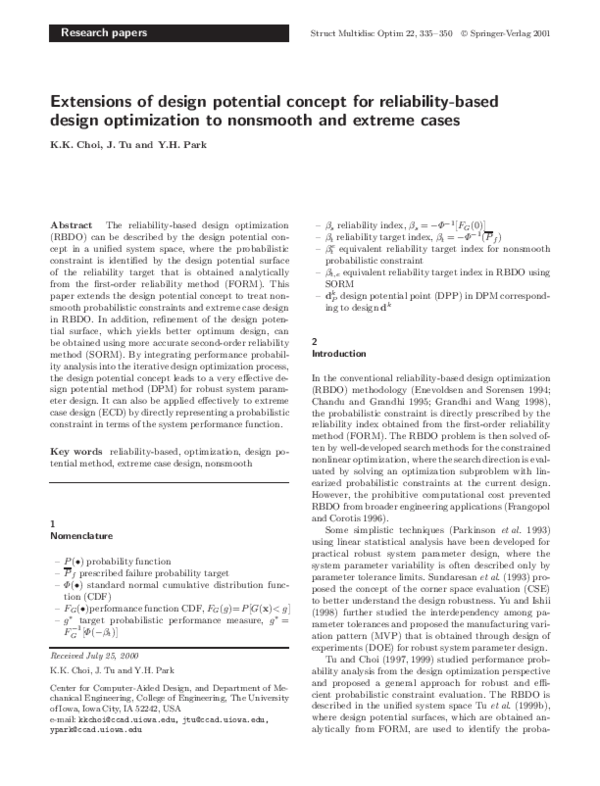 (PDF) Extensions of design potential concept for reliability-based design optimization to ...