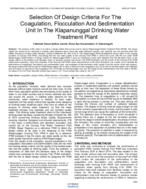(PDF) Selection Of Design Criteria For The Coagulation, Flocculation ...