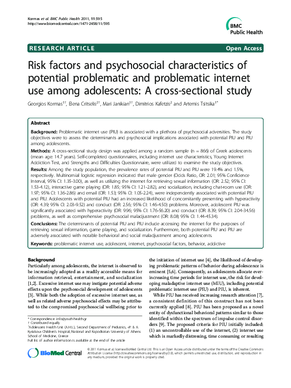 (PDF) Risk factors and psychosocial characteristics of potential ...
