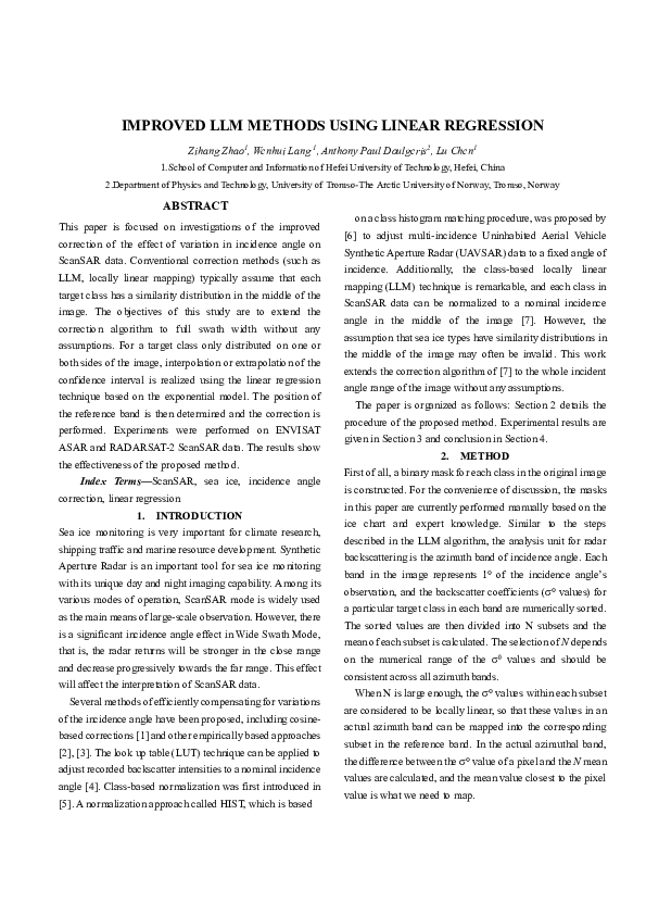 (PDF) Improved LLM methods using linear regression