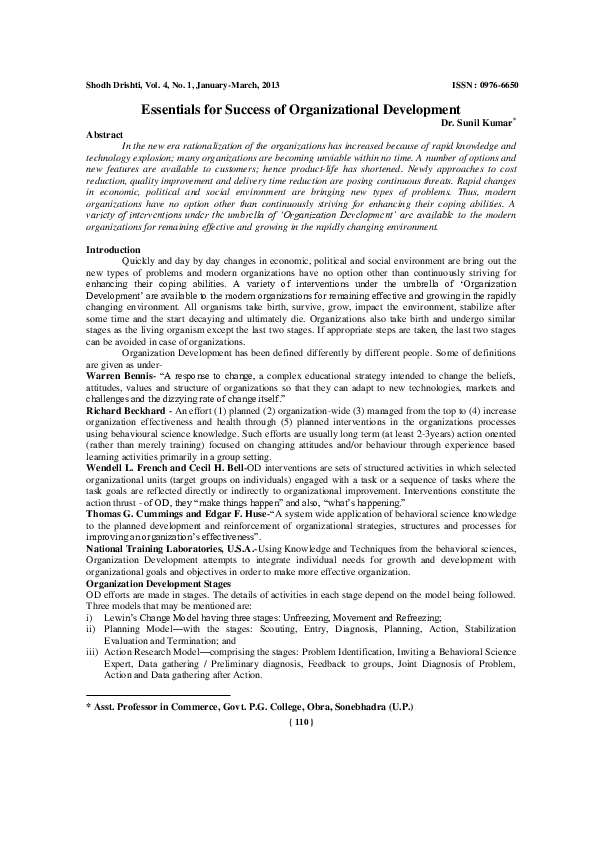 (PDF) Essentials for Success of Organizational Development