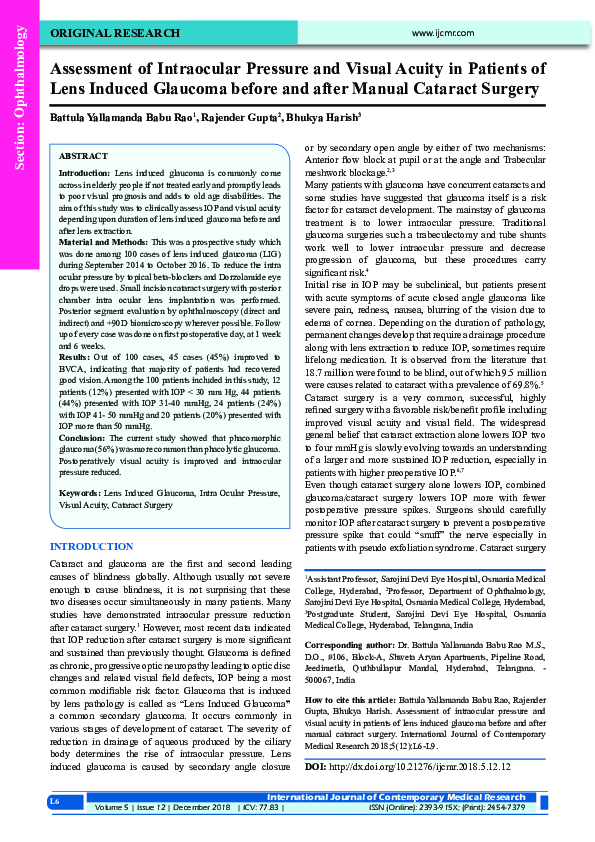 (PDF) Assessment of Intraocular Pressure and Visual Acuity in Patients ...