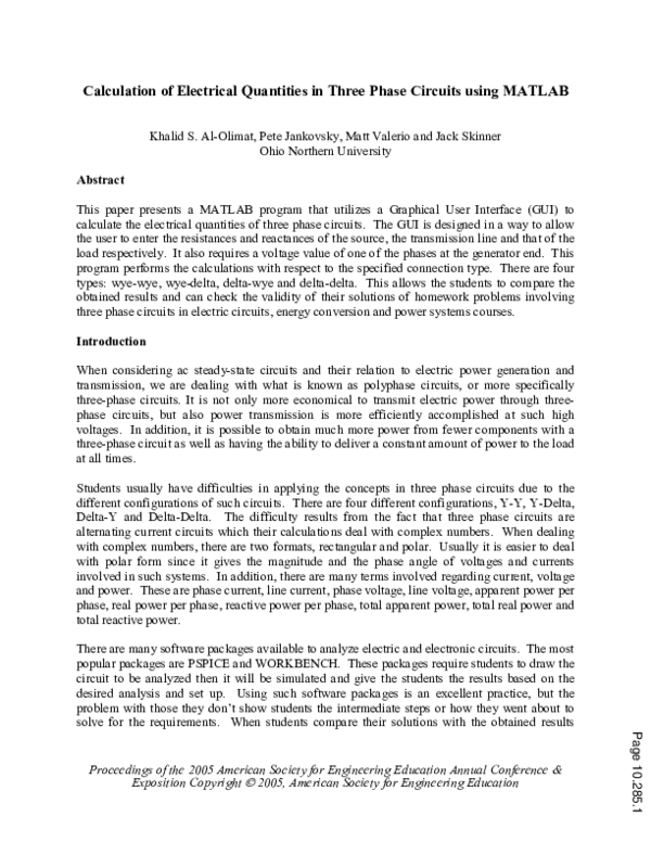 (PDF) Calculation Of Electric Quantities In Three Phase Circuits Using ...
