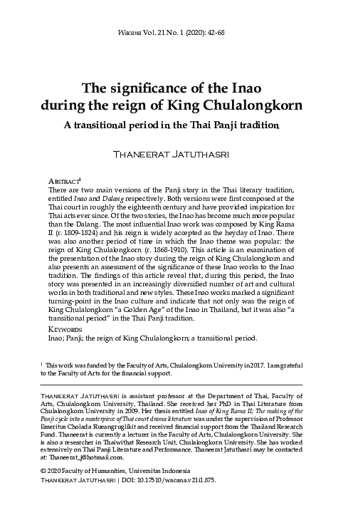 (PDF) The significance of the Inao during the reign of King ...
