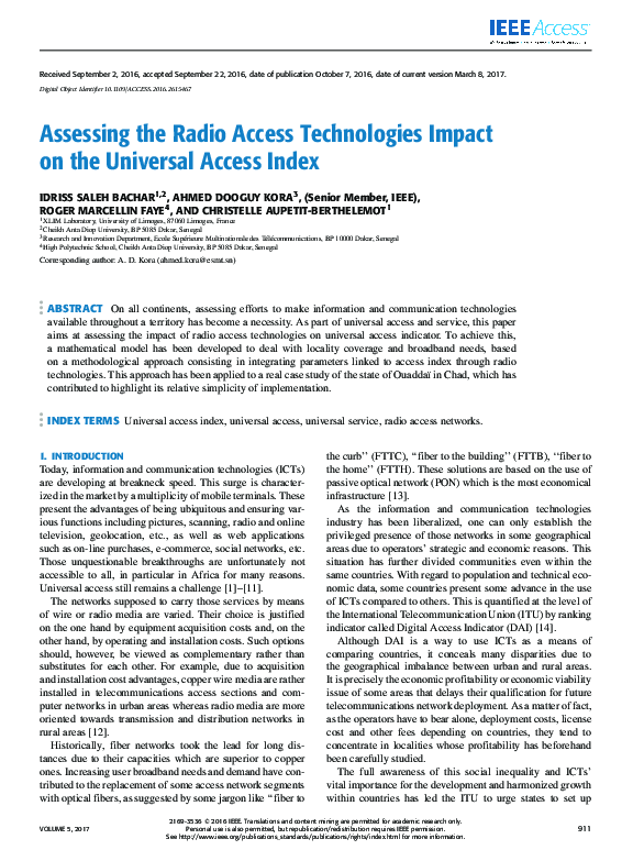 (PDF) Assessing the Radio Access Technologies Impact on the Universal ...