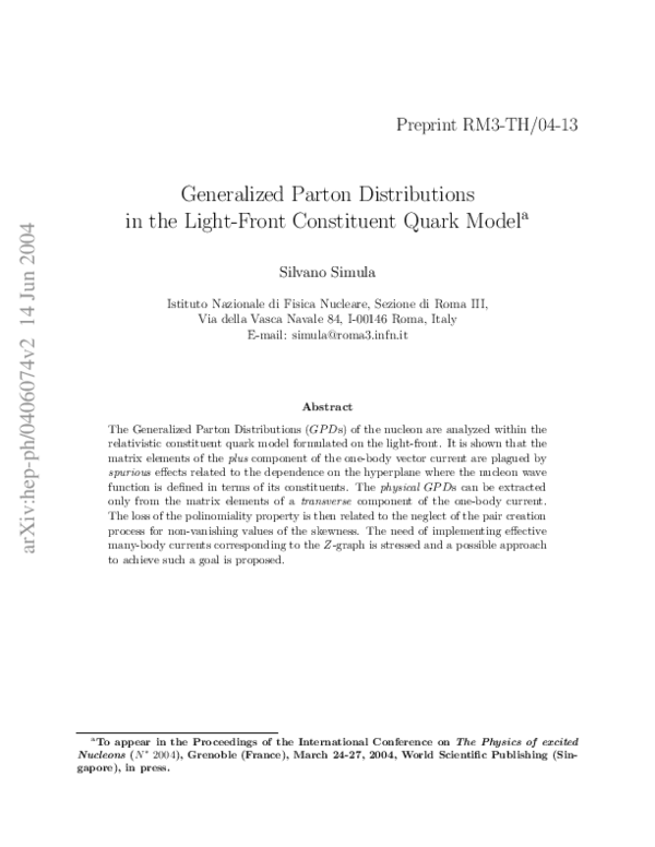 (PDF) Generalized Parton Distributions in the Light-Front Constituent ...
