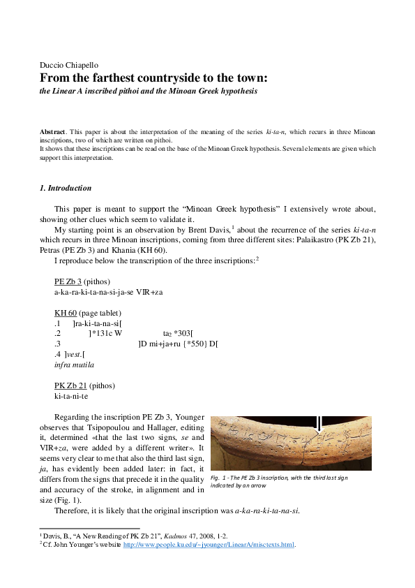 (PDF) From the farthest countryside to the town: the Linear A inscribed ...