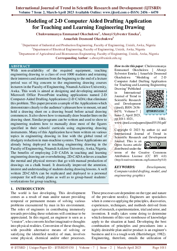(PDF) Modeling of 2-D Computer Aided Drafting Application for Teaching ...