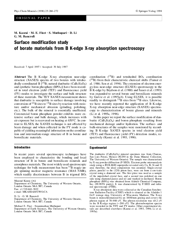 (PDF) Surface modification study of borate materials from B K-edge X ...