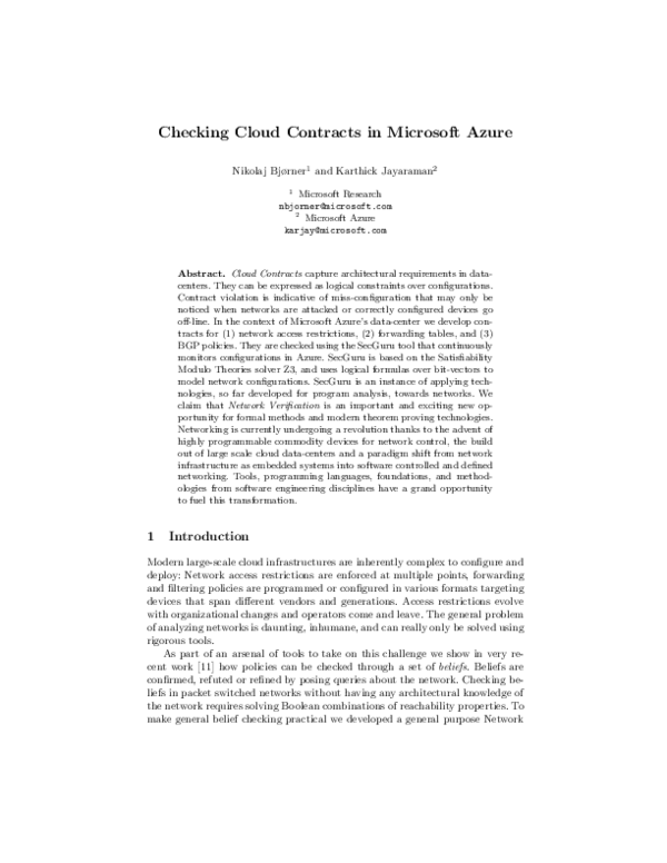 (PDF) Checking Cloud Contracts in Microsoft Azure