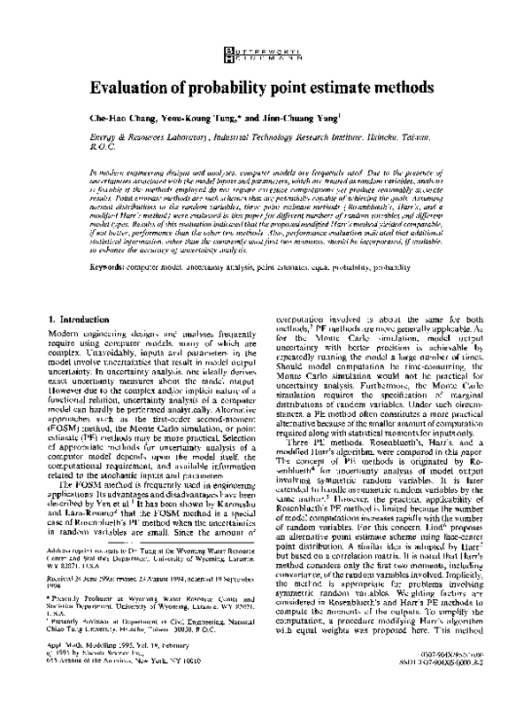(PDF) Evaluation of probability point estimate methods