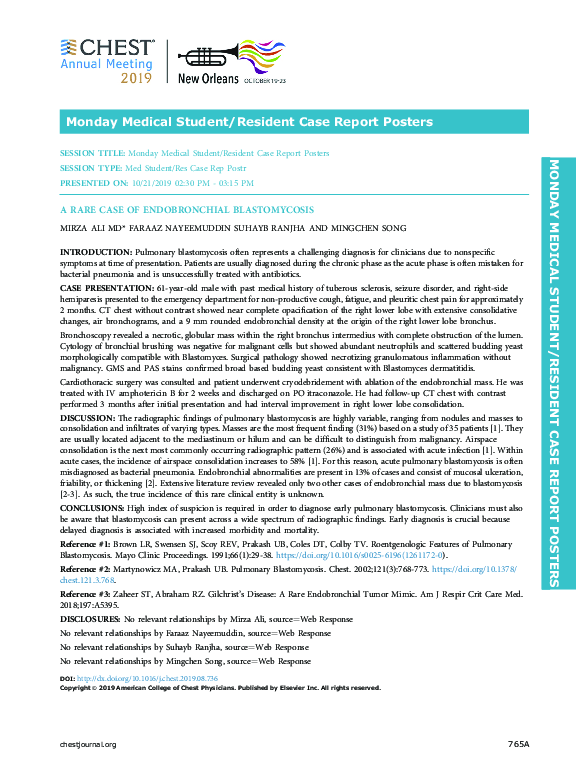 (PDF) A Rare Case of Endobronchial Blastomycosis