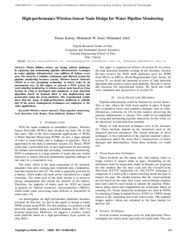 Pdf High Performance Wireless Sensor Node Design For Water Pipeline
