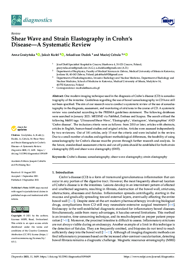 (PDF) Shear wave and strain elastography in Crohns Disease - a systematic review.